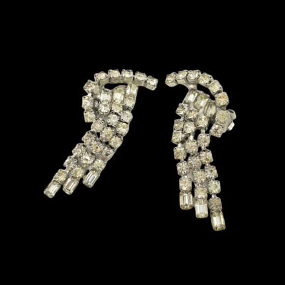 Kramar | Jewelry | Kramer Clear Rhinestone Clip On Earrings | Poshmark